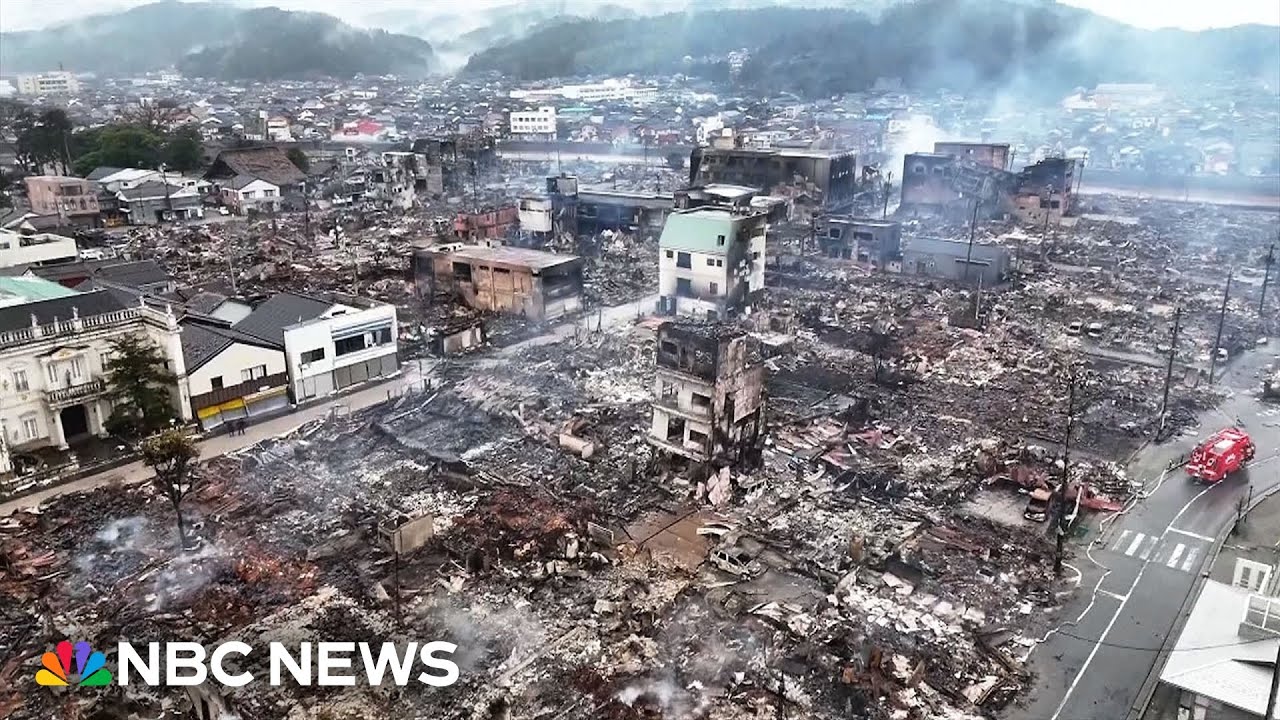 Drone video shows scale of Japan earthquake devastation - YouTube