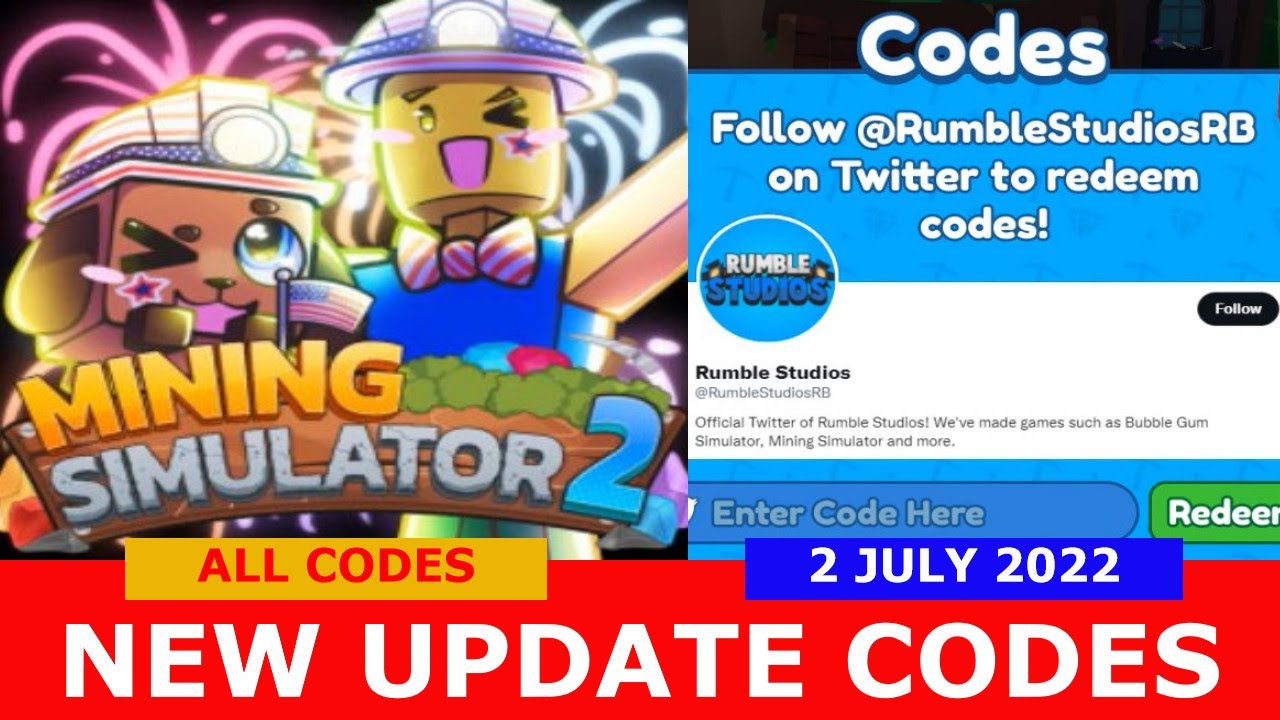 NEW UPDATE CODES [🎆JULY 4th🎆] ALL CODES! Mining Simulator 2 ROBLOX ...