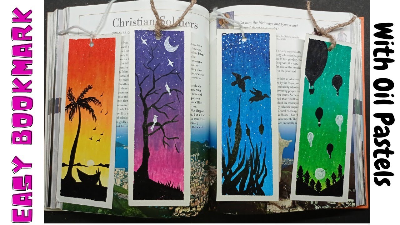 DIY BOOKMARKS with Oil pastels || Easy Bookmark tutorial with oil ...