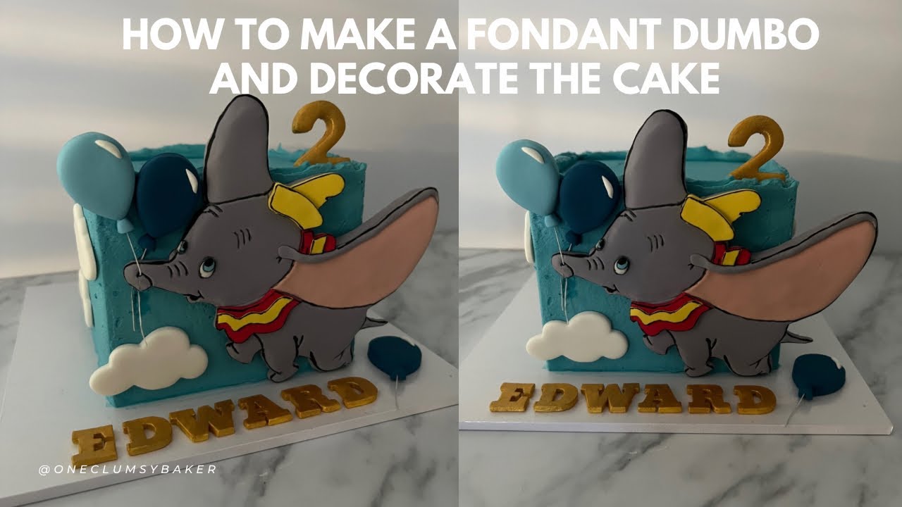 How to make a Fondant Dumbo and Decorate This Cake - YouTube