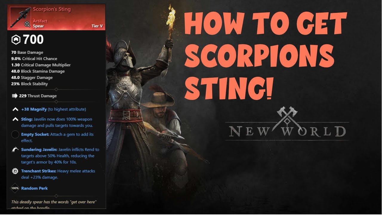 How to get Scorpions Sting Spear Artifact in NewWorld - YouTube