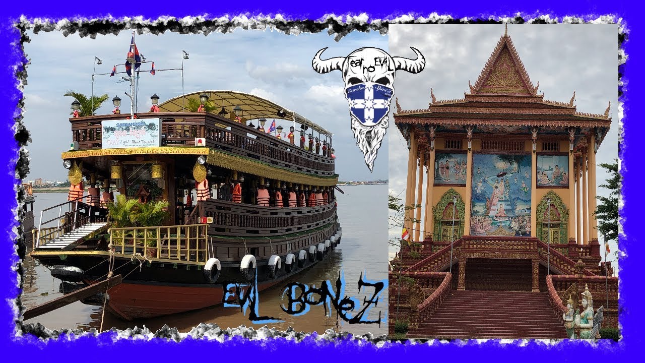 Cambodia Khmer Hut, Ferry Crossing Mekong River, Monasteries - YouTube