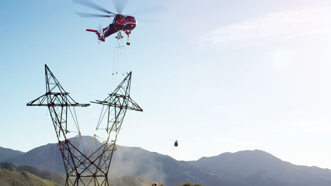 Erickson Powerline Tower Construction - YouTube