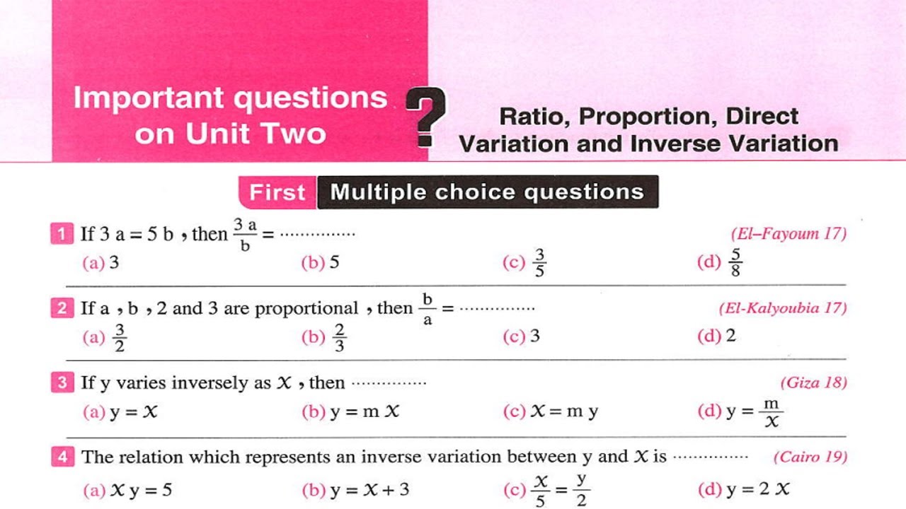 math Prep 3 - important questions Algerba El-mo3aser unit 2- مراجعه ...