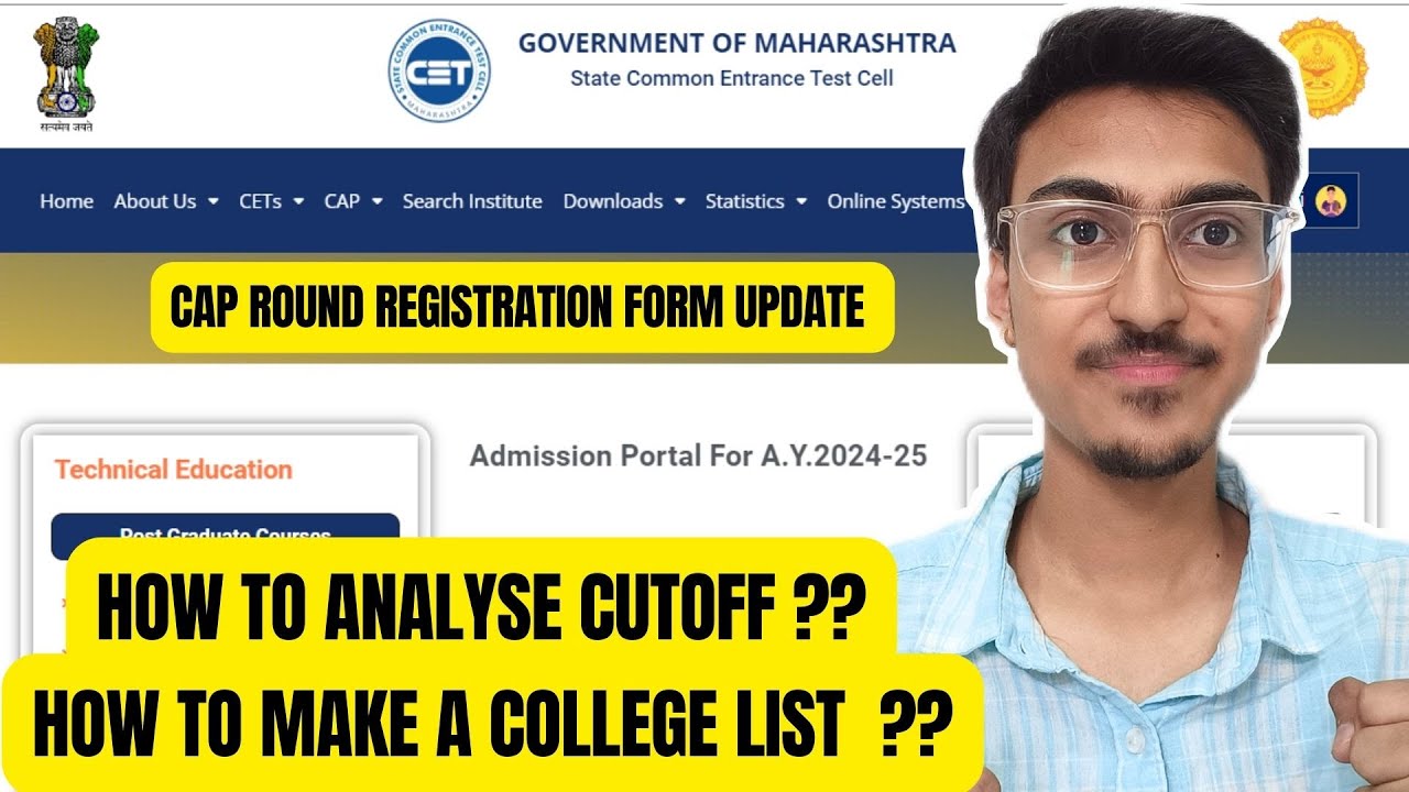 MHT CET 2024 | CAP ROUND Registration ?? HOW TO MAKE COLLEGE LIST | Analyse Cutoff | MHT-CET ...