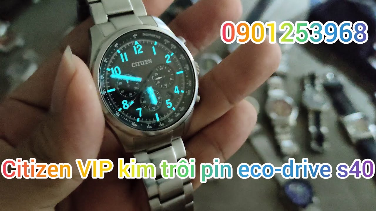 Citizen Vip size40 kim trôi pin eco-drive khoẻ dạ quang học trò xanh ...
