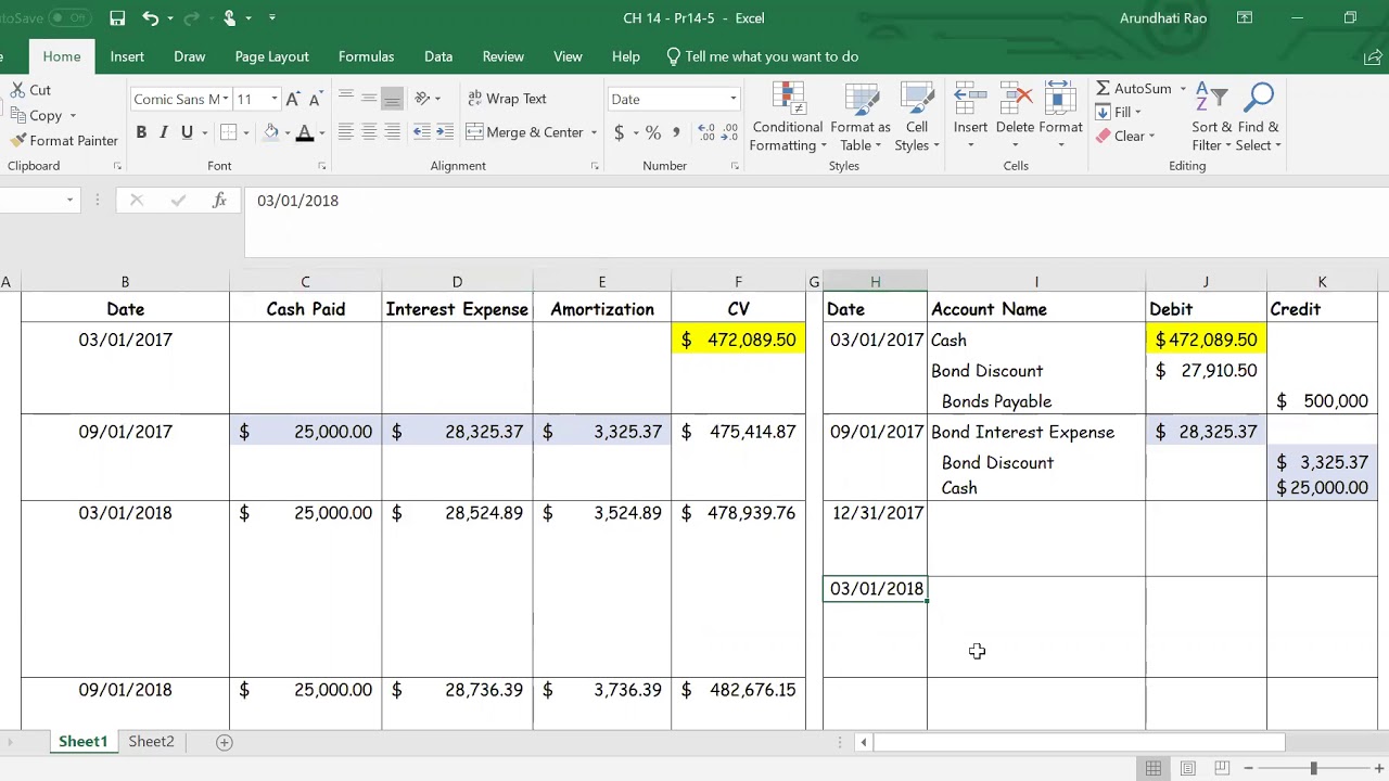 Bond Discount Amortization Effective Interest Rate Method Year end ...