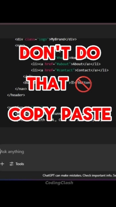Dont Copy Paste The Code Codingclash Copypastecode Webdevelopment Coding Htmlcss Youtube