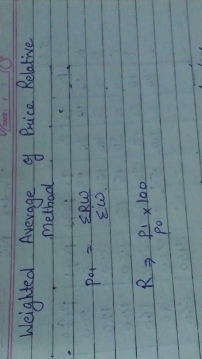CLASS 11 /STATISTICS /INDEX NUMBER/WEIGHTED AVERAGE OF PRICE RELATIVE METHOD - YouTube
