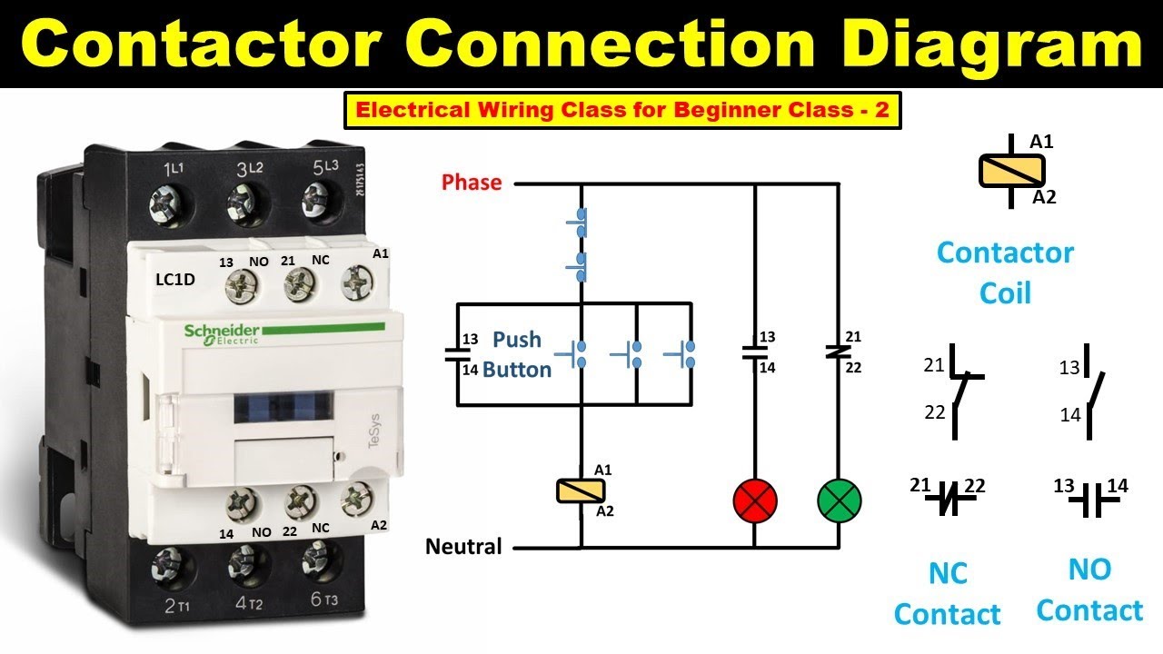Contactor Connection with push button @ElectricalTechnician #shorts # ...
