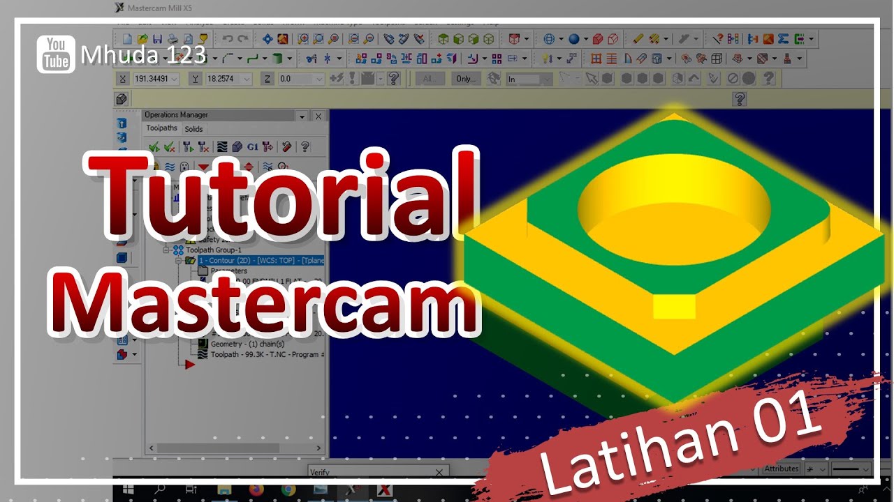 Mastercam Tutorial For Beginners Exercise 1 - Belajar Inventor Latihan ...