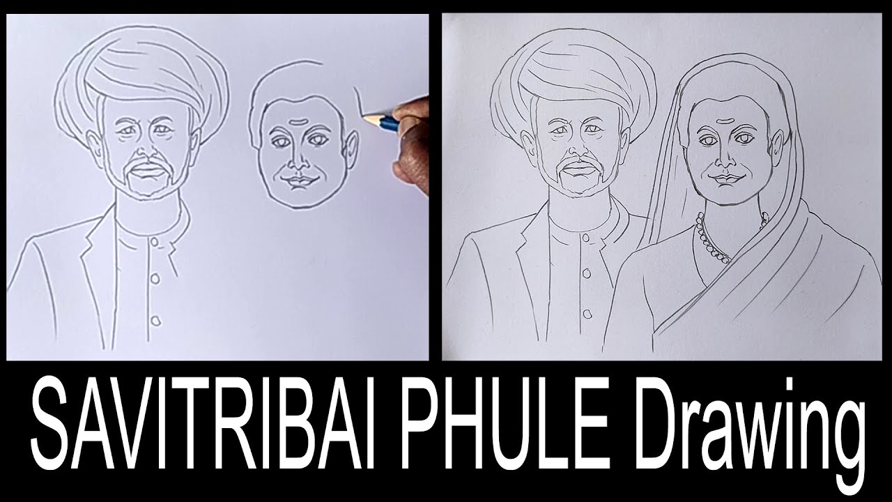 savitribai phule drawing / Jyotiba phule drawing step by step ...