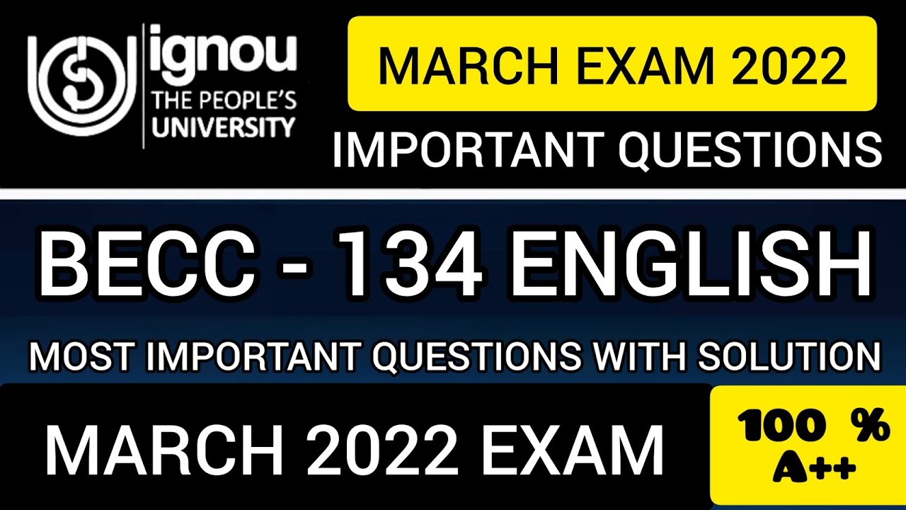 BECC 134 IMPORTANT QUESTIONS ENGLISH | BECC 134 IMPORTANT QUESTIONS ...
