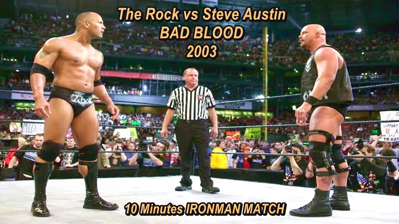 Stone Cold Steve Austin vs The Rock//Ironman Match//Bad Blood 2003//WWE ...