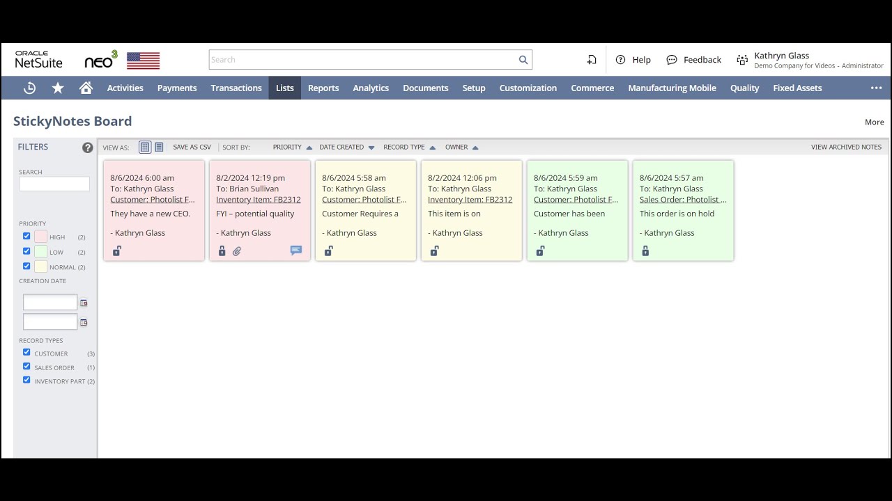 Sticky Notes from Oracle NetSuite - YouTube