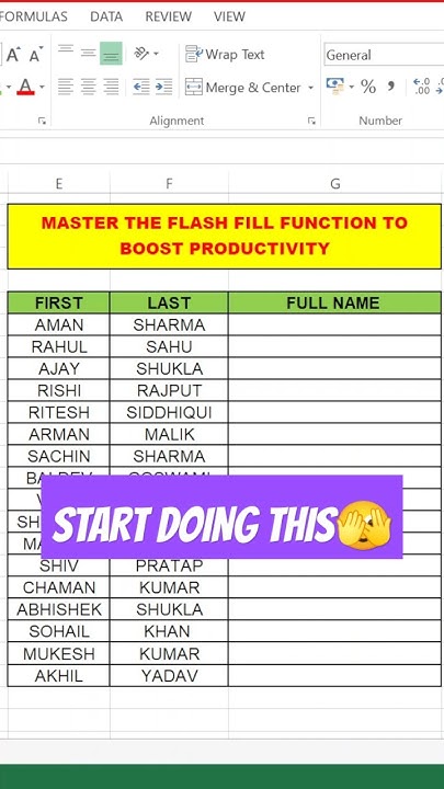 MASTER FLASH FILL IN EXCEL: AUTOMATE DATA ENTRY & BOOST PRODUCTIVITY IN 2024 #exceltips #shorts ...