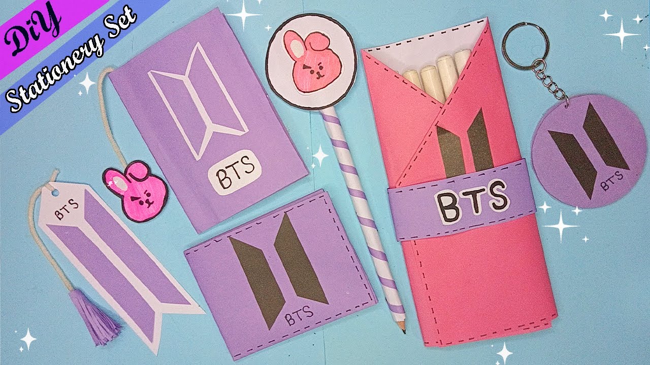 How to make BTS Stationery set at home /DIY handmade stationery set ...