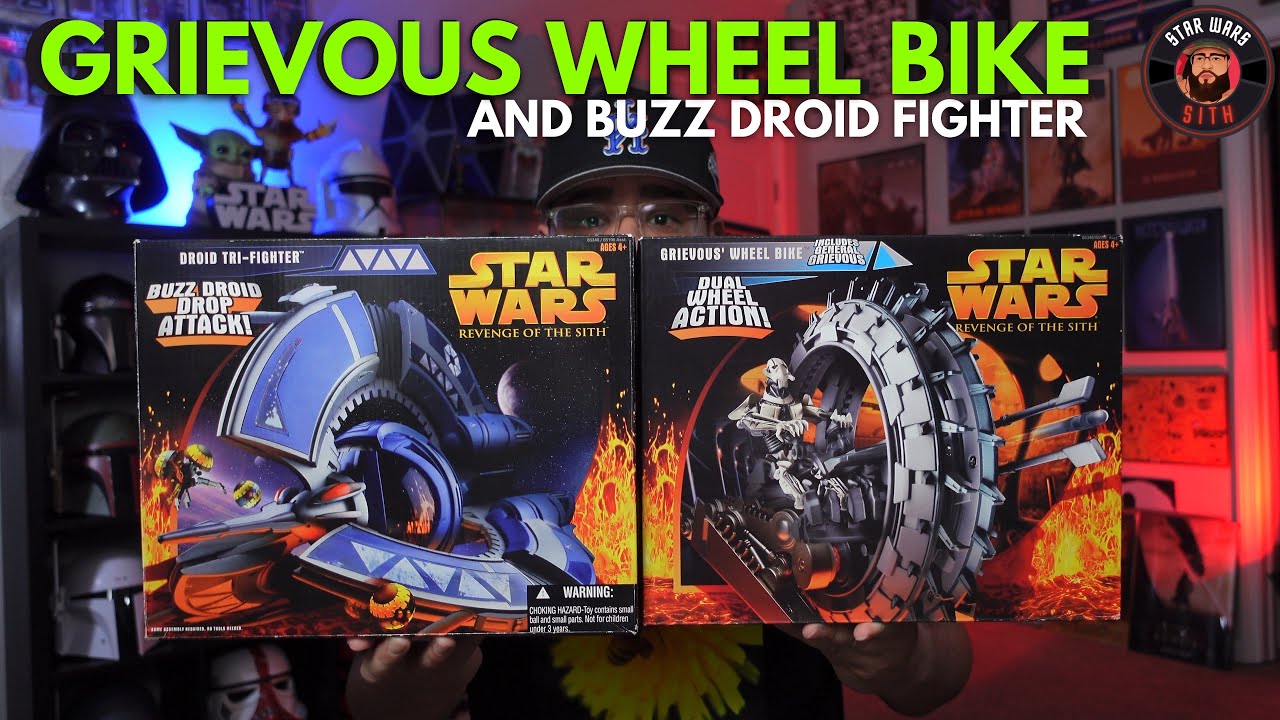 REVENGE of the SITH Grievous Wheel Bike + Buzz Droid Fighter UNBOXING ...