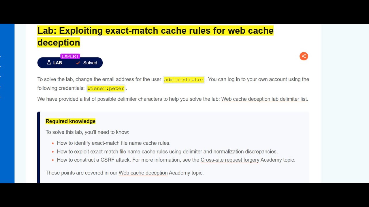 EXPERT Lab 5 Exploiting exact match cache rules for web cache deception - YouTube