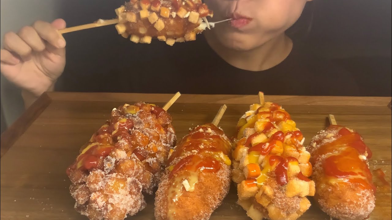 명랑핫도그 먹방 Crispy Corn Dogs Mukbang | ASMR - YouTube