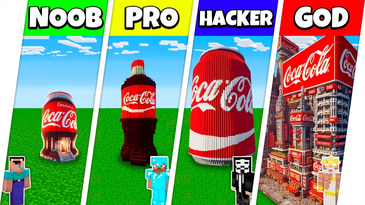 Minecraft Battle: NOOB vs PRO vs HACKER vs GOD: COCA COLA SODA HOUSE ...