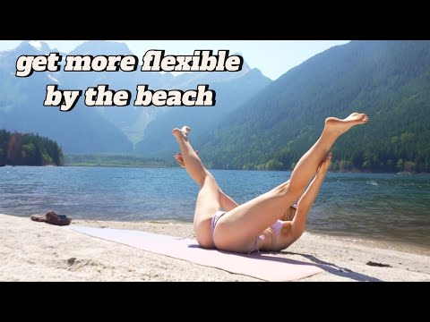 Morning Beach Yoga Stretching Exercises for Flexibility and Balance