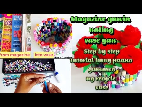 How to make a beautiful vase from magazines|| DIY Magazines into simple ...