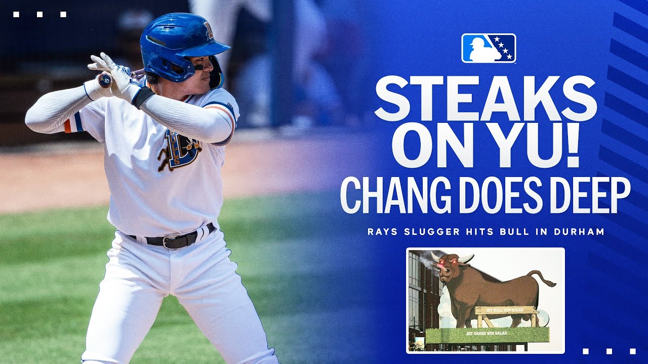 Yu Chang hits the famous bull in Durham! | MiLB Highlights - YouTube