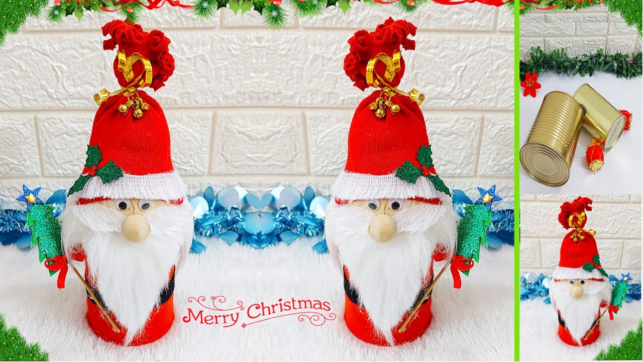 low budget Santa gift box making idea with tin cans |Best out of waste ...