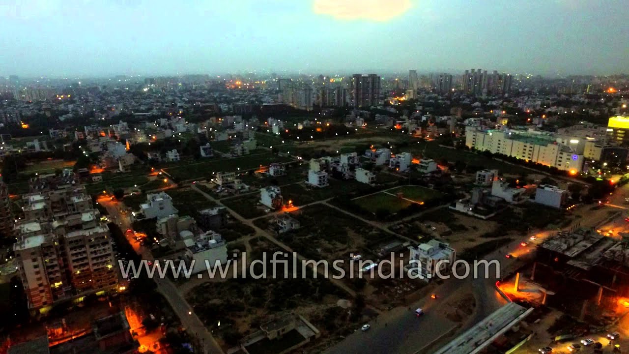 Flying over Gurgaon skyline : aerial footage - YouTube