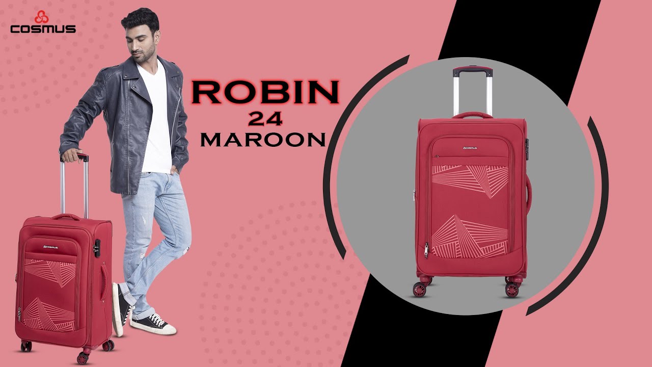 Cosmus Robin 24 inches Travel Luggage 8 Wheels Maroon 62 cm Soft-Sided ...