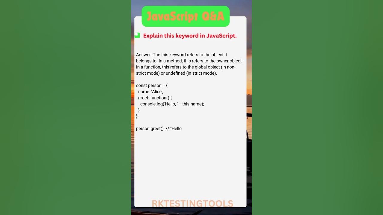 #5 Explain this keyword in JavaScript. - YouTube