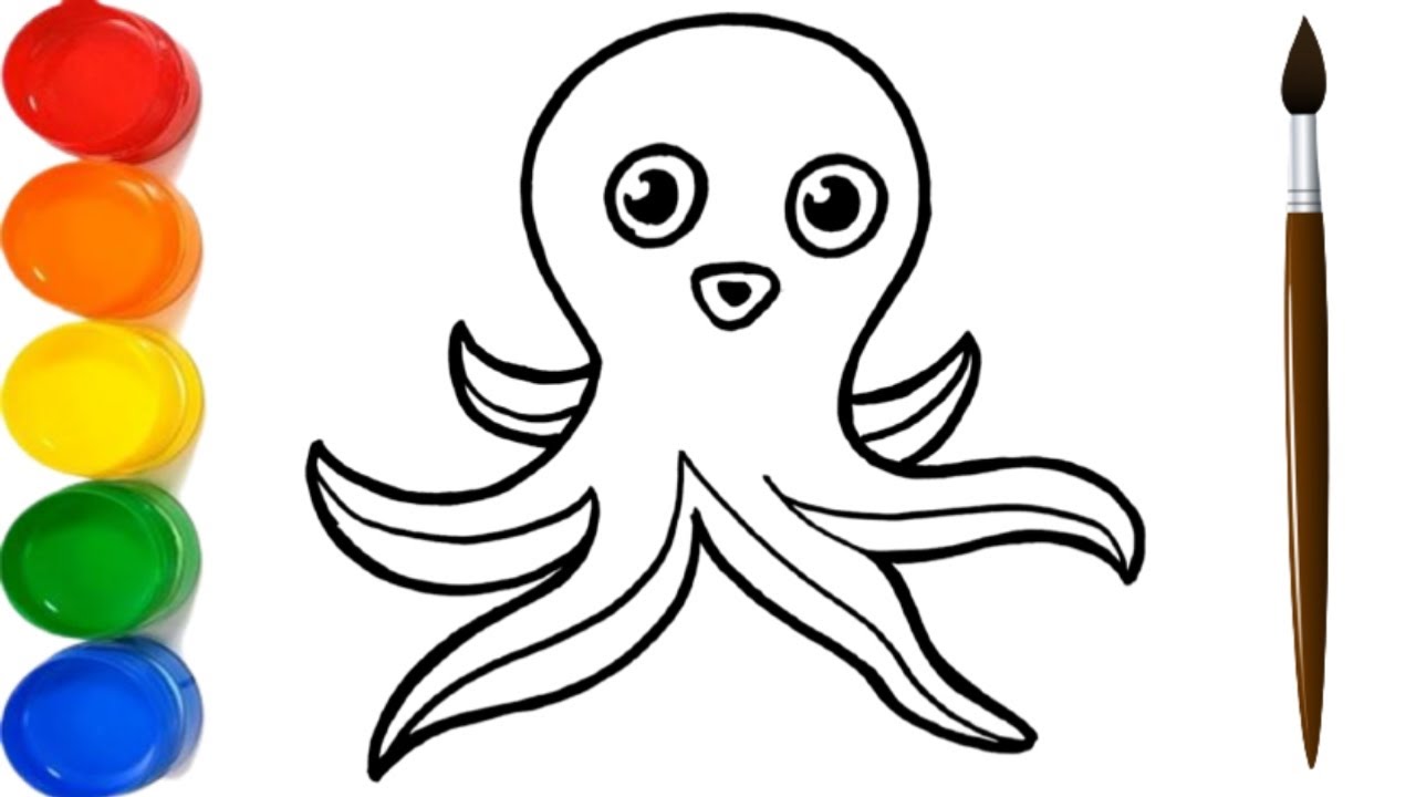 Octopus🐙 Drawing, Paint & Colouring for Kids and Toddlers | How to draw ...