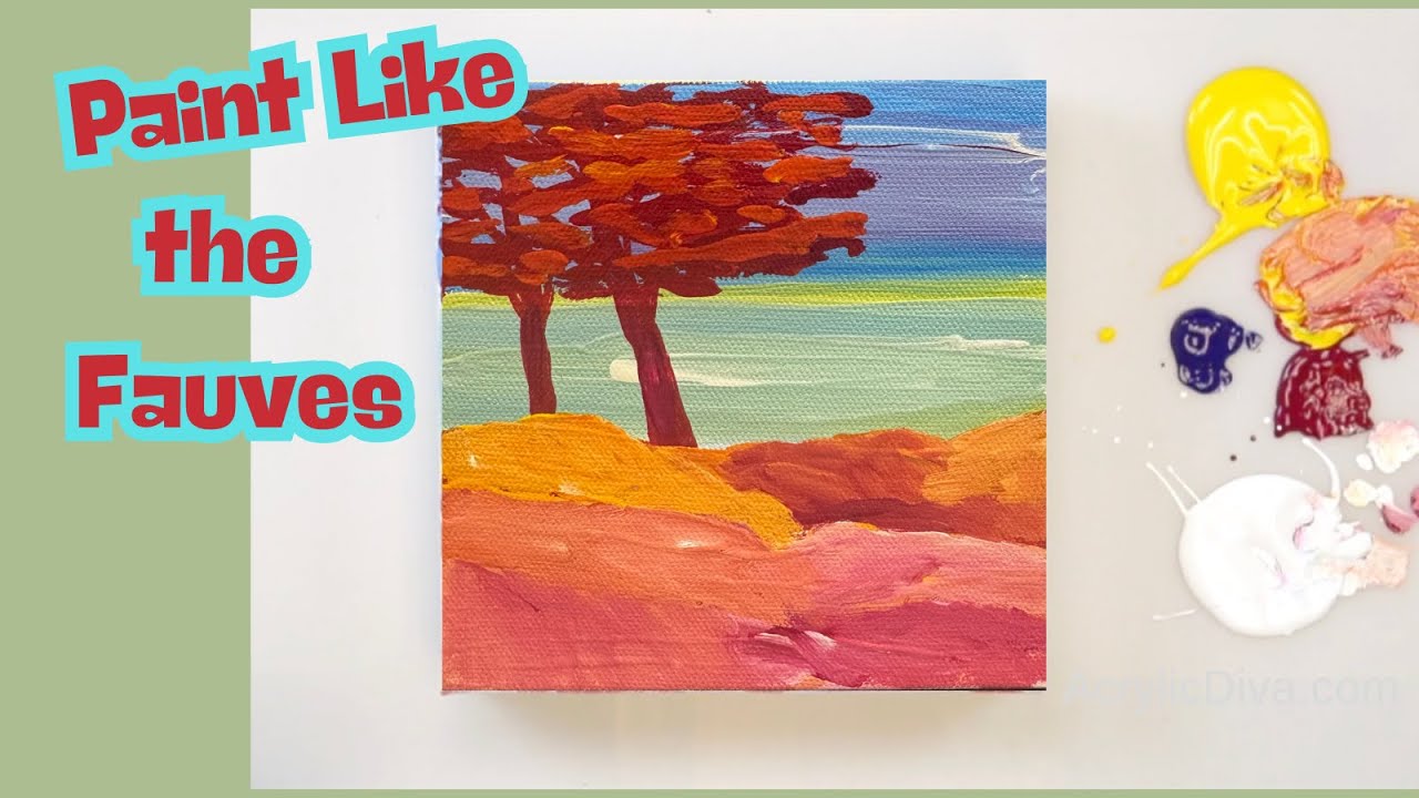 Easy Acrylic Painting Cypress Trees By the Ocean #fauvism # ...