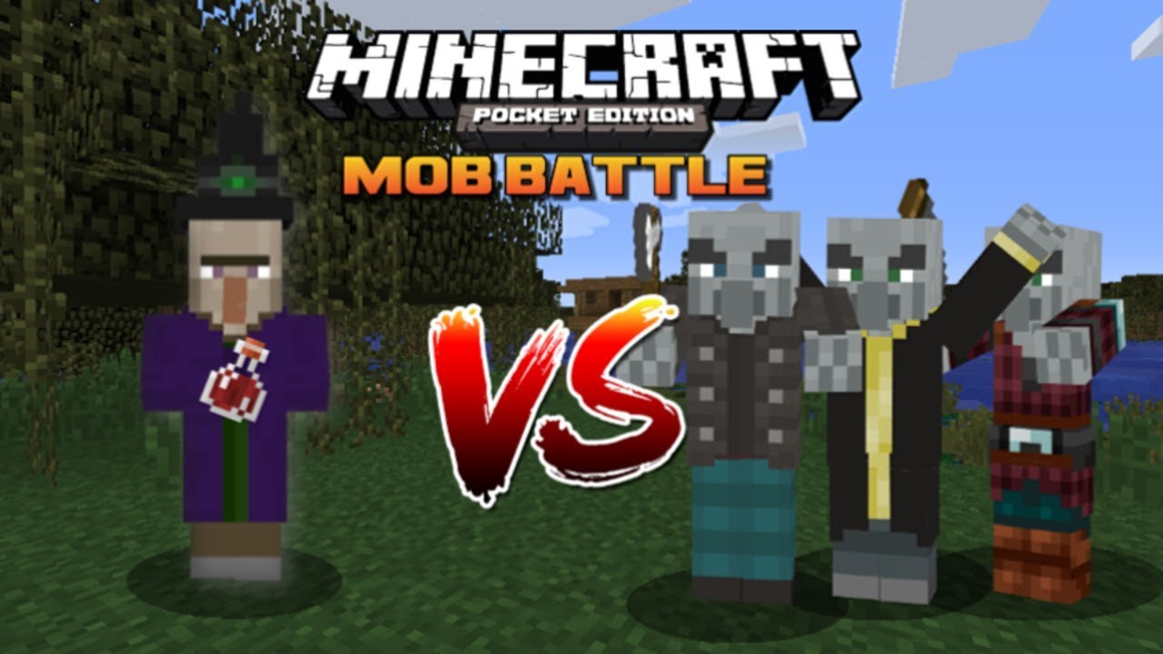 MINECRAFT PE WITCH VS ILLAGER & PILLAGER (MOB BATTLES) - YouTube