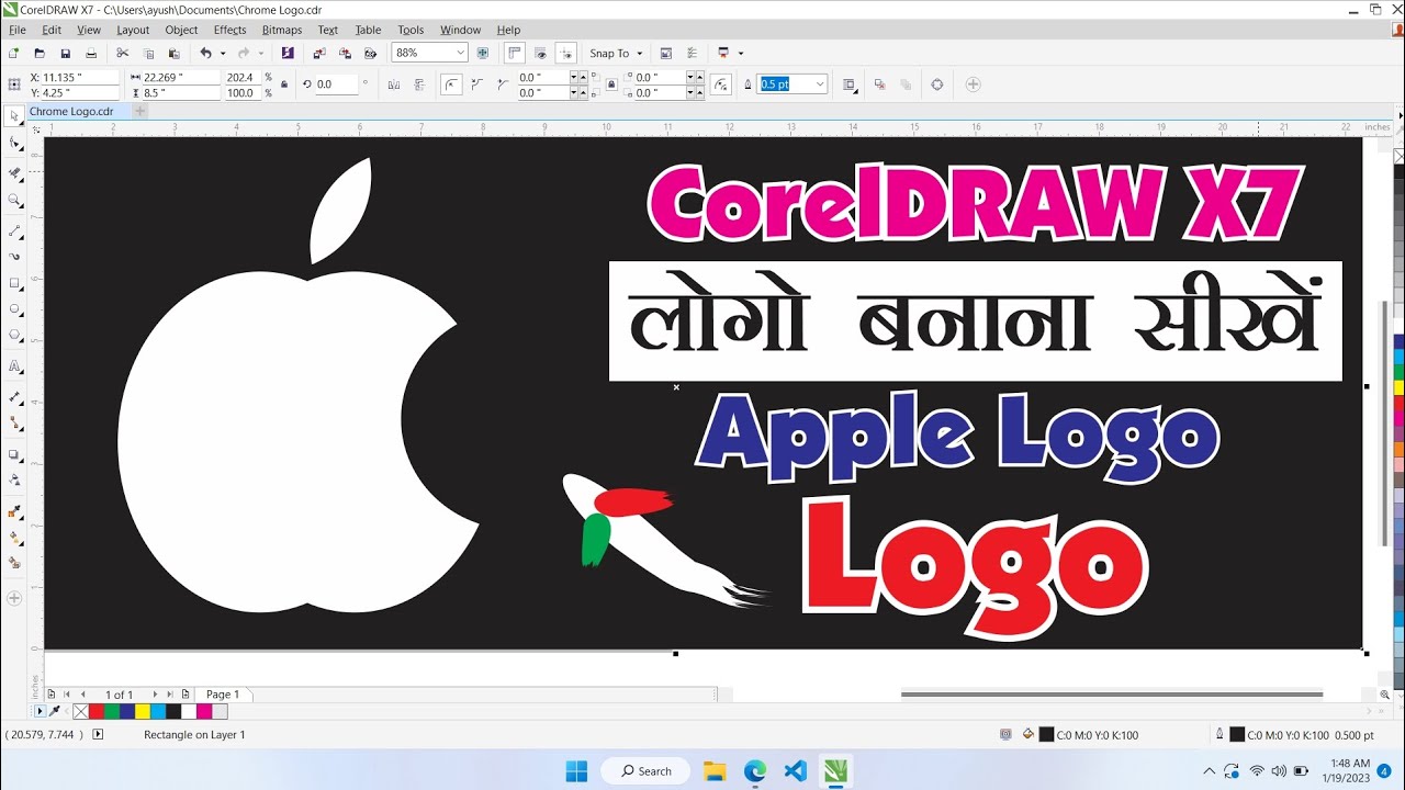 Make Apple Logo in CorelDRAW X7 || CorelDRAW X7 में एप्पल लोगो कैसे ...