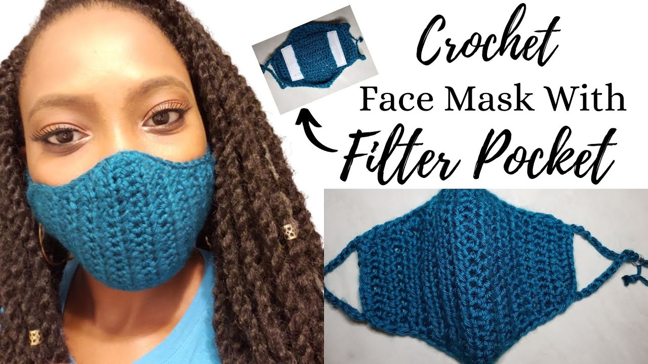 🧶😷Crochet Face Mask with Filter Pocket Tutorial | Adjustable Crochet ...