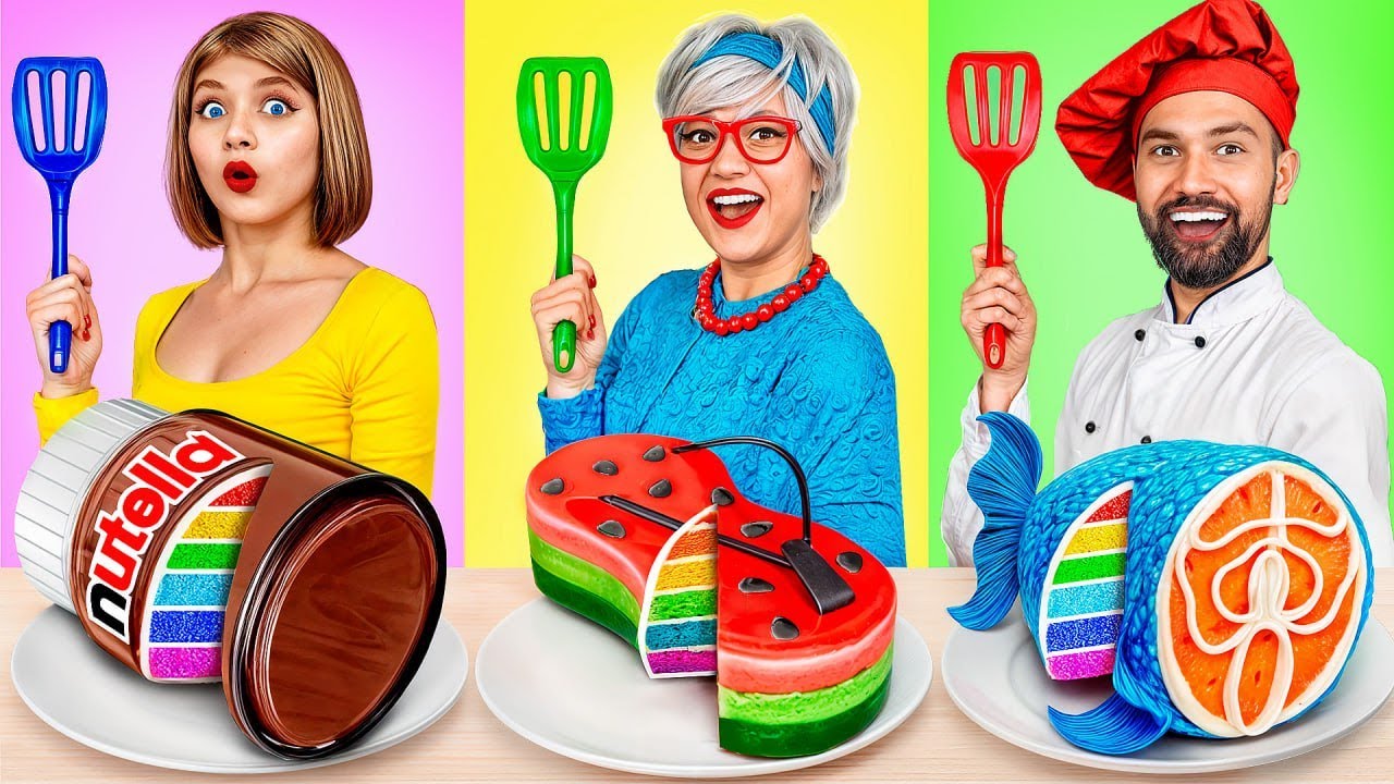 Desafío de cocina de Yo vs Abuela | Batalla de decoración de pasteles ...