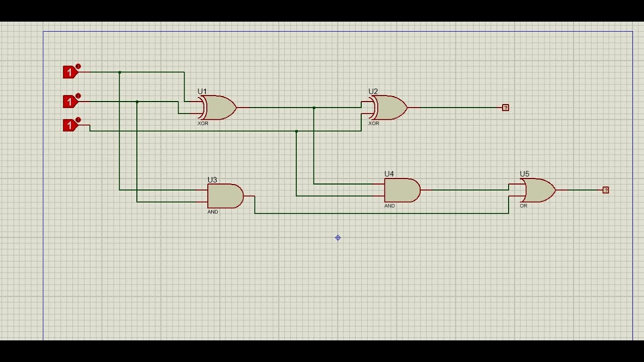FULL ADDER CIRCUIT DIAGRAM ON PROTEUS - YouTube