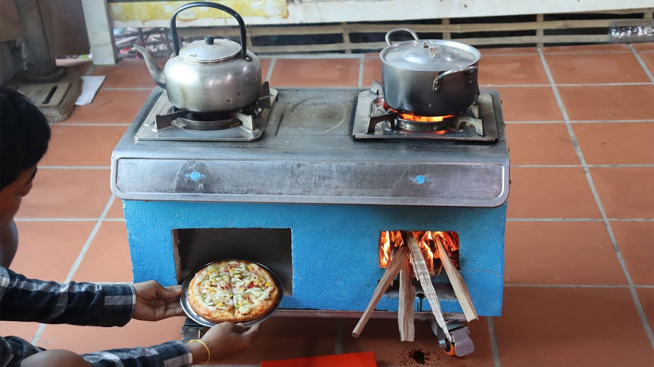 New Idea for making Wood Stove From old Gas Stove With Cement - YouTube
