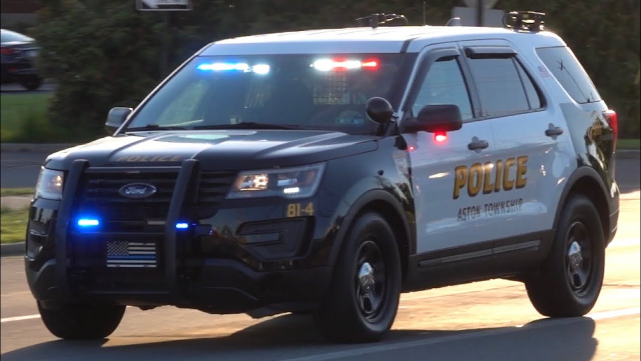 Aston Township Police Department Slicktop Car 81-4 Responding - YouTube