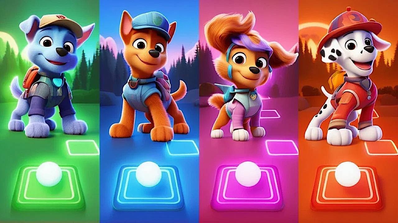 Paw Patrol-Ryder 🆚 Chase 🆚 Marshall 🆚 Zuma 🎶 Tiles Hop EDM Rush - YouTube