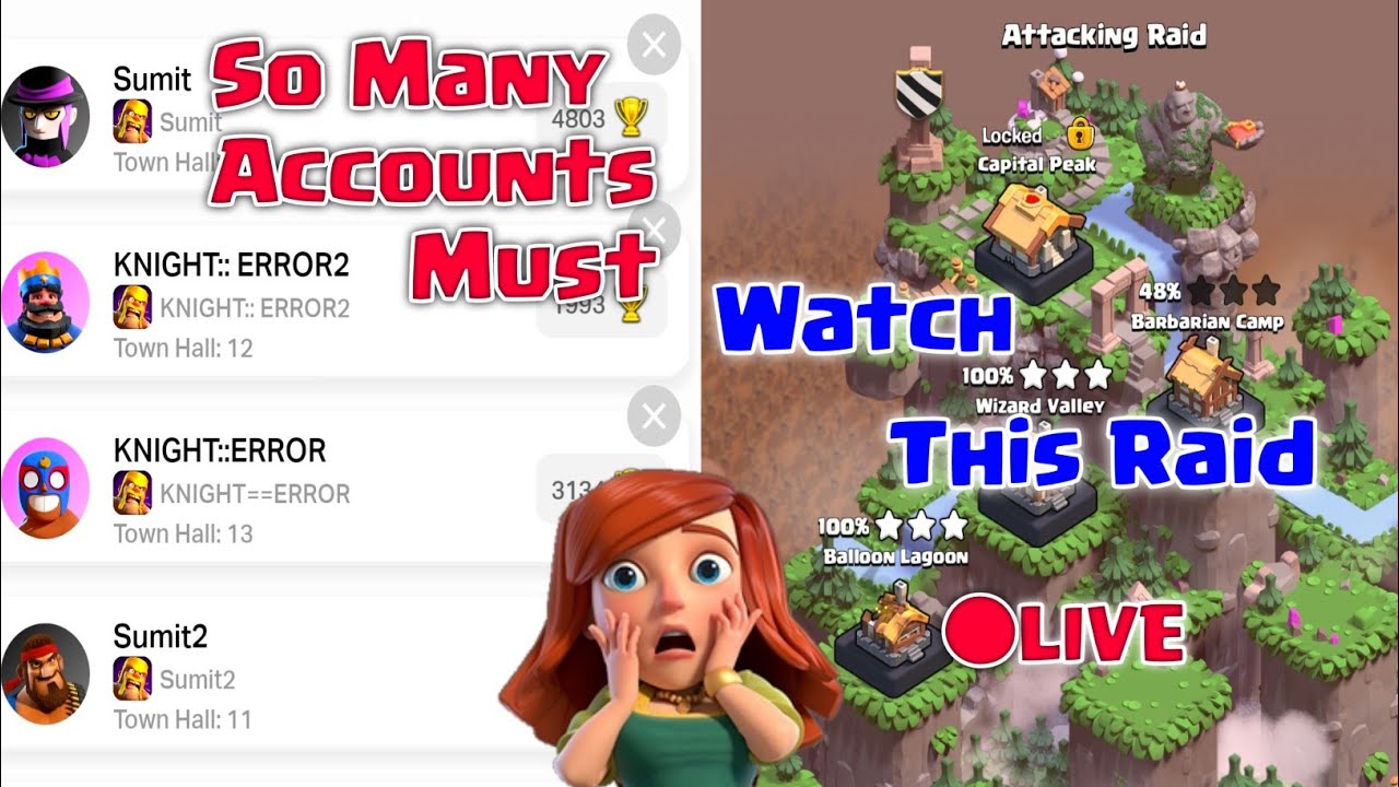 RAID ATTACKS #7 with my multiple accounts also for Target 4k WATCHTIME #live #clashofclans # ...