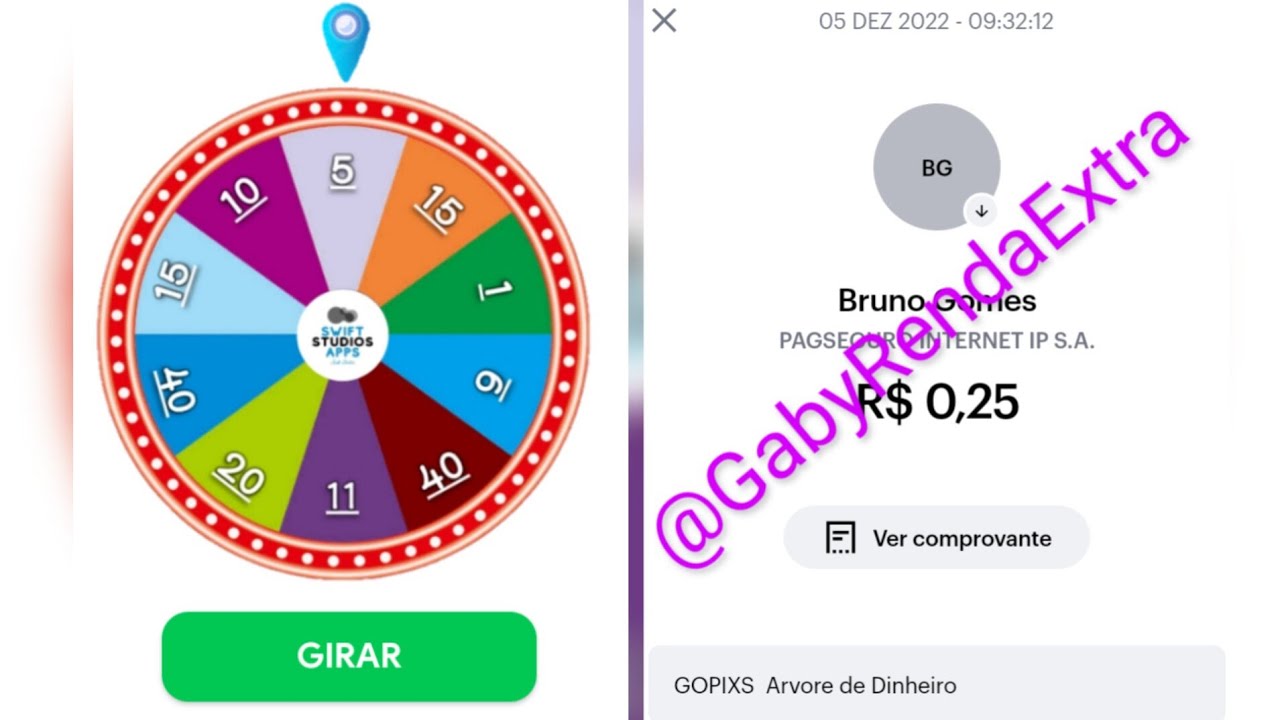 Aplicativo Lançamento GoPixs Pagando Via PIX Para Girar a Roleta Com ...
