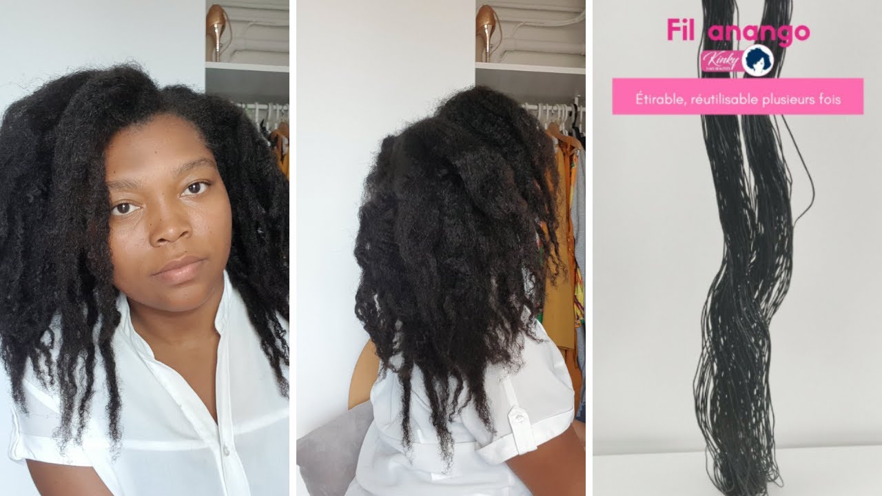 J'étire mes cheveux crépus avec le FIL ANANGO / tresse au fil pour des ...