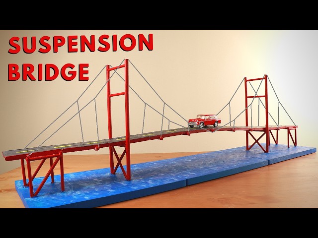Suspension Bridge Model Made Of Wood And Strings