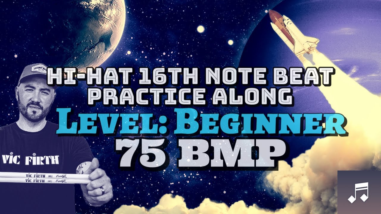 Practice & Sharpen this Staple 16th Note Hi-Hat Beat | 75 BPM Metronome ...