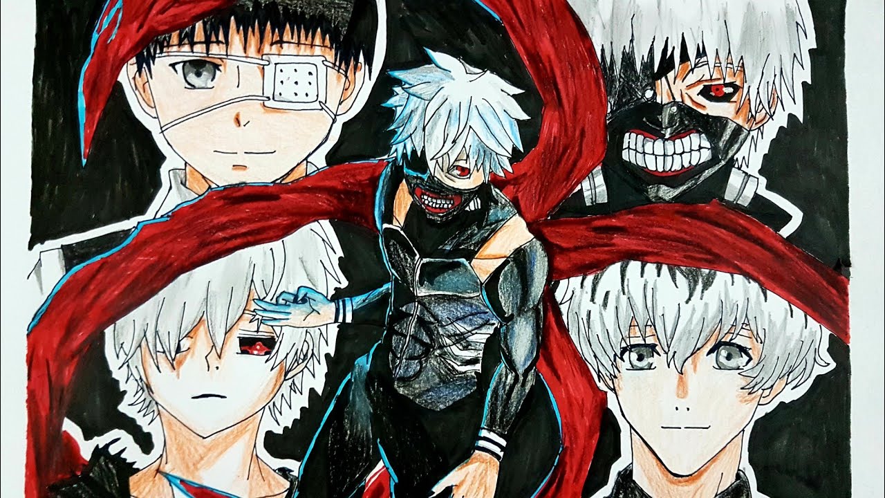 Drawing Evolution of Kaneki Ken from Tokyo Ghoul | Rahat Art - YouTube