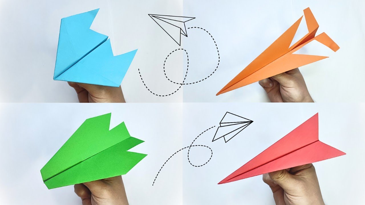 Top-4 PAPER PLANES with scissors ️ How to make origami plane - YouTube