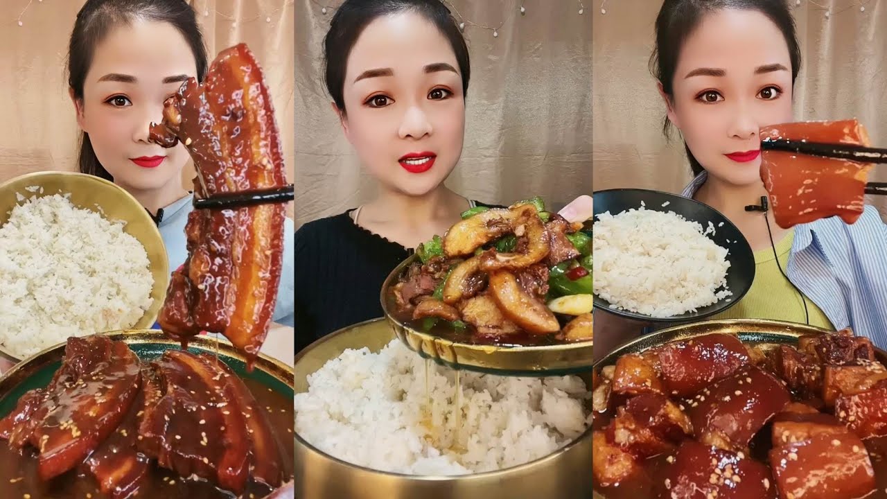 Spicy Braised Pork Belly Mukbang | 돼지고기 밥 먹방 | 중국먹방/통삼겹밥/중국밥먹방 | 중국가정식 ...